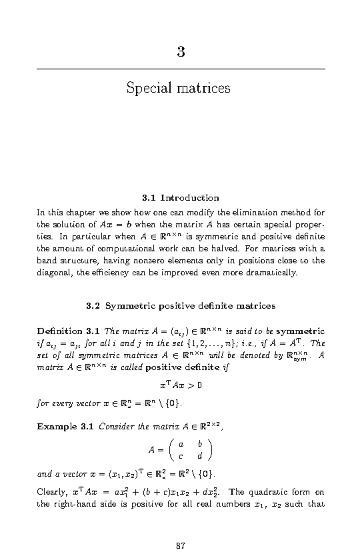 Chapter 3 Introduction to Numerical Analysis - 3 Special matrices 3 Introduction In this chapter ...