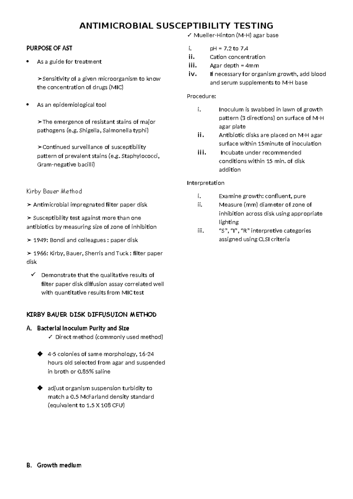 Sensitivity Testing - Lectures MICROBIO - ANTIMICROBIAL SUSCEPTIBILITY ...