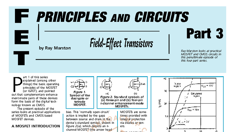 FET P3 - Practical Applications of MOSFETs and CMOS Circuits - Studocu