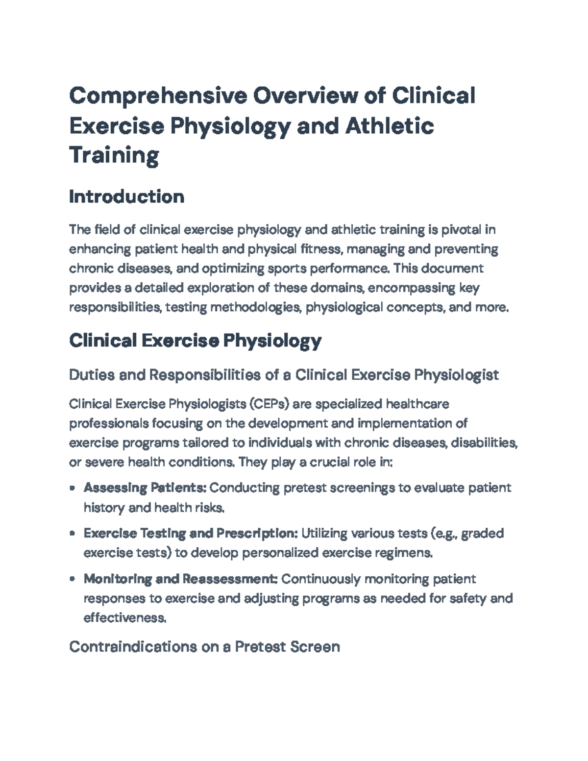 Clinical Exercise Physiology & Athletic Training Overview: Key Concepts ...