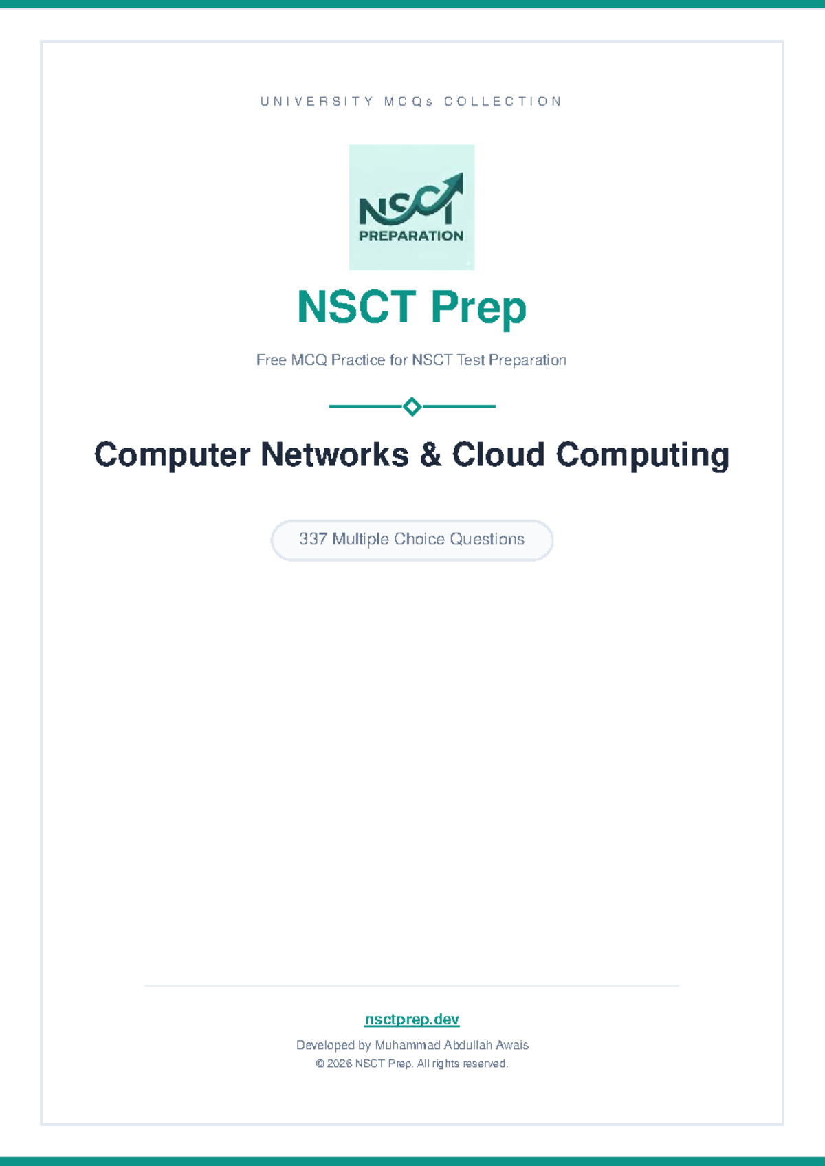 NSCT 2026 Computer Networks & Cloud Computing MCQs Prep Guide - Studocu