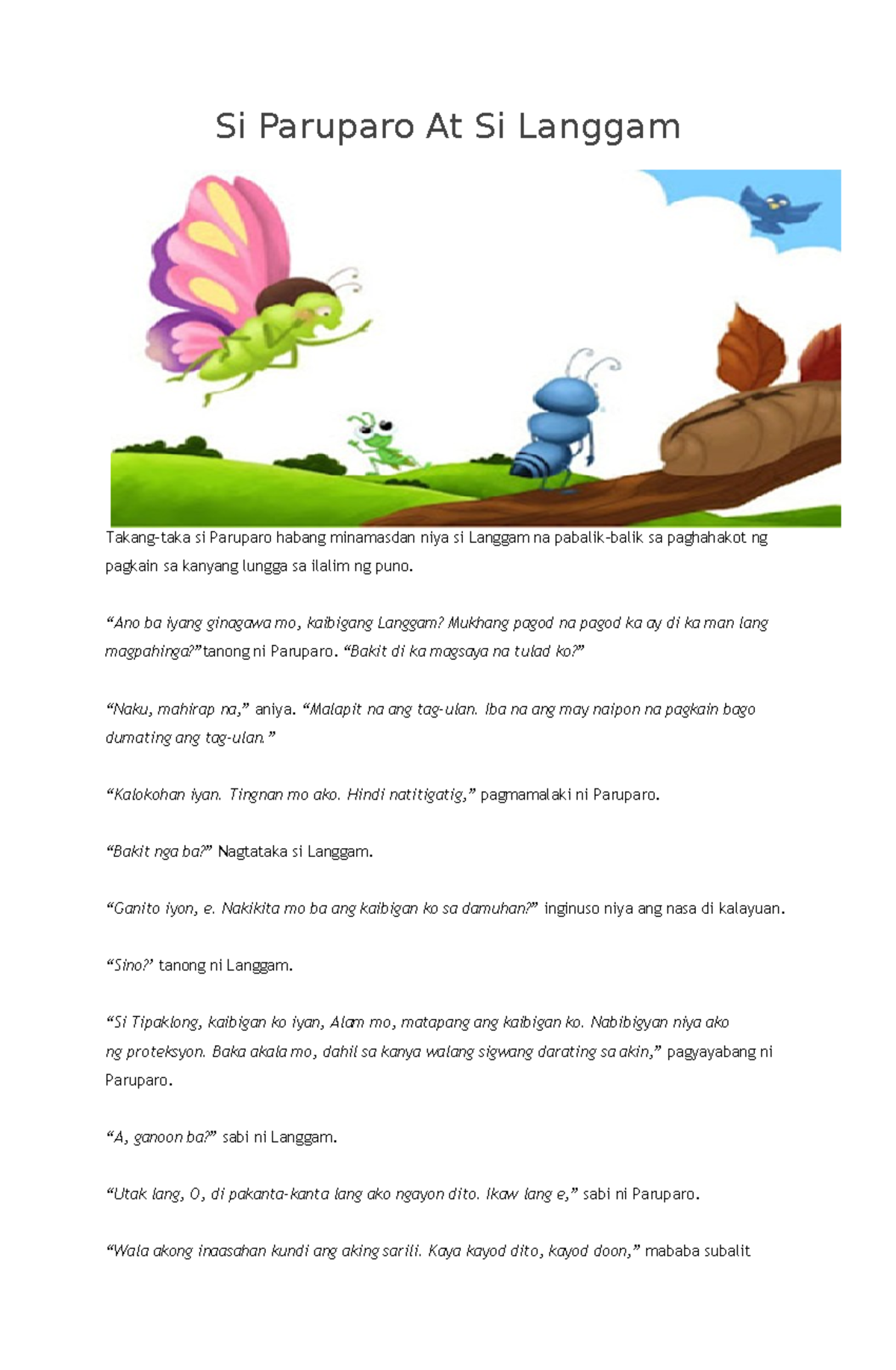 Abbbyyyy - shdjhjsd - Si Paruparo At Si Langgam Takang-taka si Paruparo ...