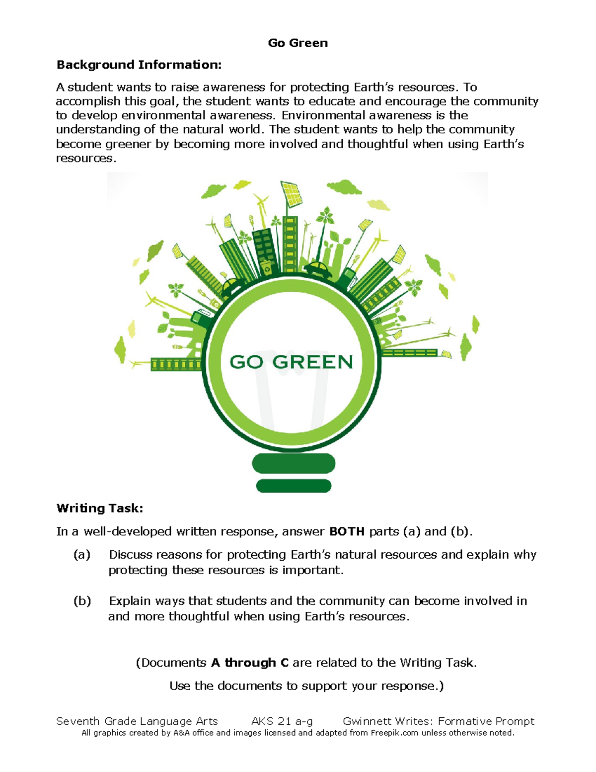 Go Green - nnvkjcnvkjs - Seventh Grade Language Arts AKS 21 a-g ...