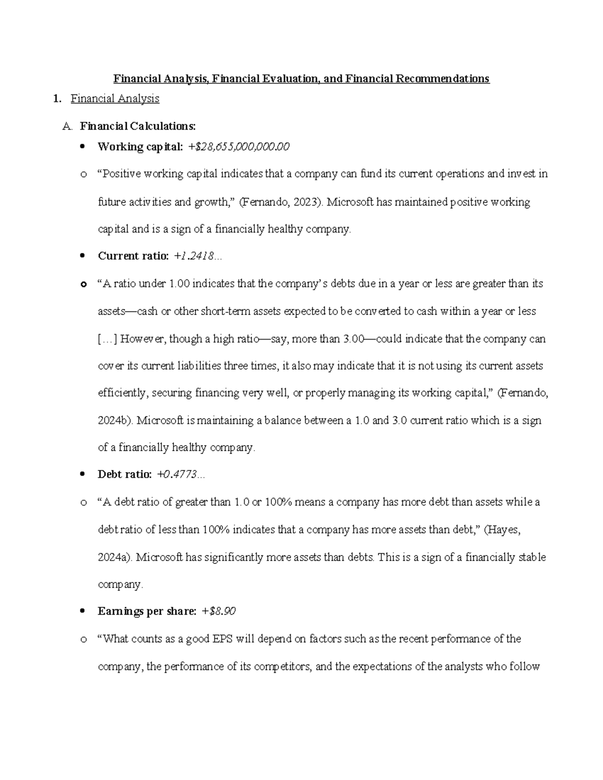 FIN 320 Final Project: Comprehensive Financial Analysis of Microsoft ...
