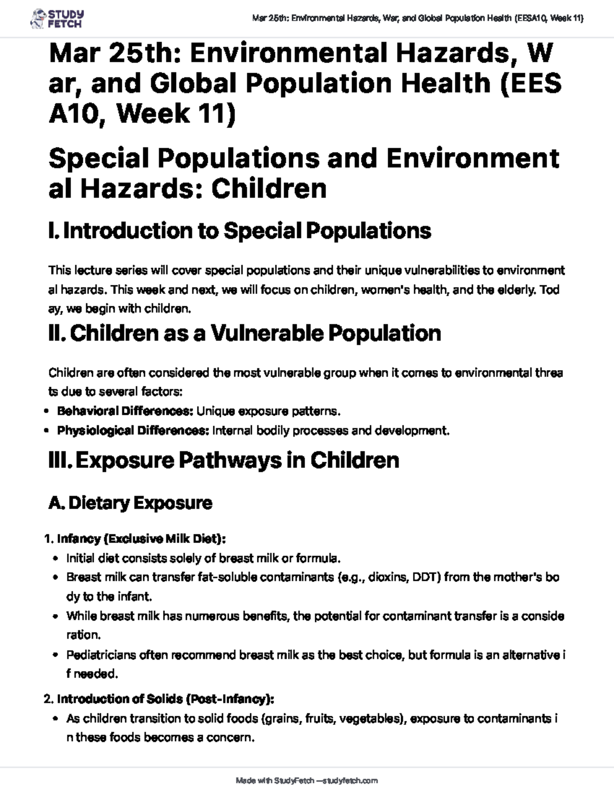 Mar 25th: Environmental Hazards and Global Health Insights (EESA10 ...
