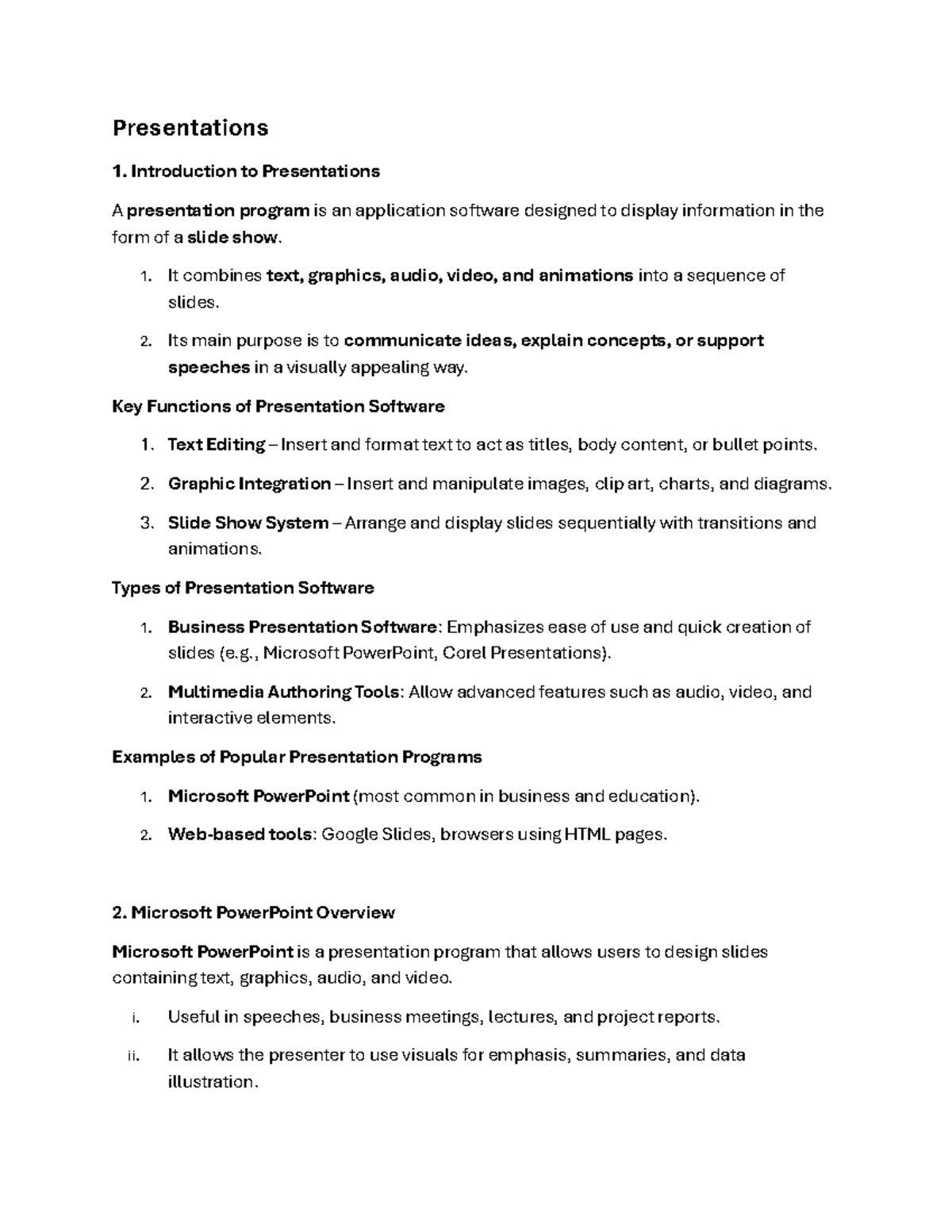 PowerPoint Presentations Notes: Key Functions & Best Practices - Studocu