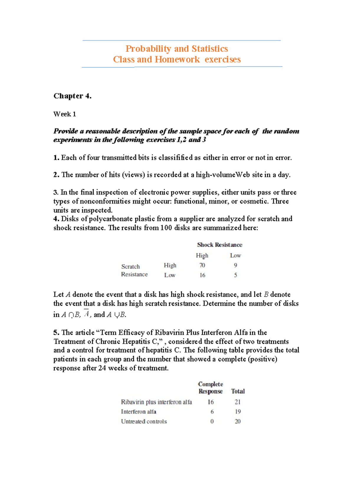 HW Probability and Statistics: Chapter 4 & 5 Exercises - Studocu