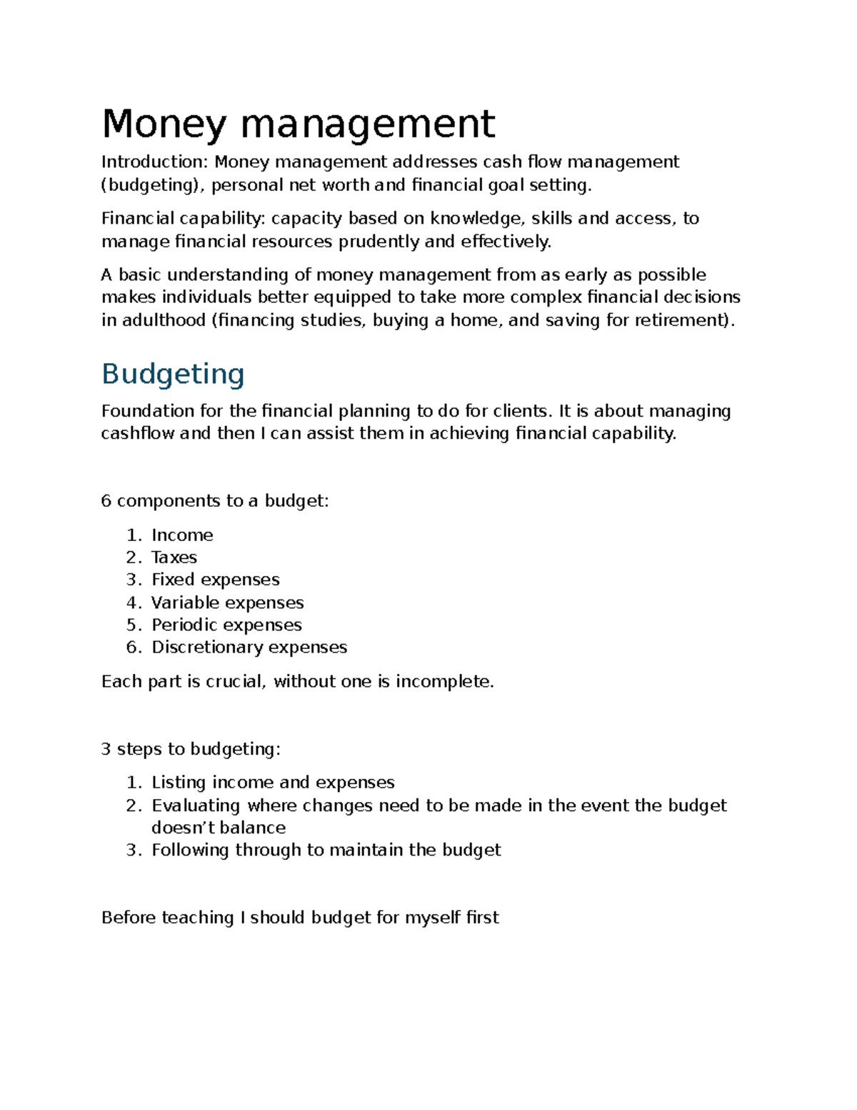 Money Management Guide: Budgeting & Financial Planning Tools - Studocu
