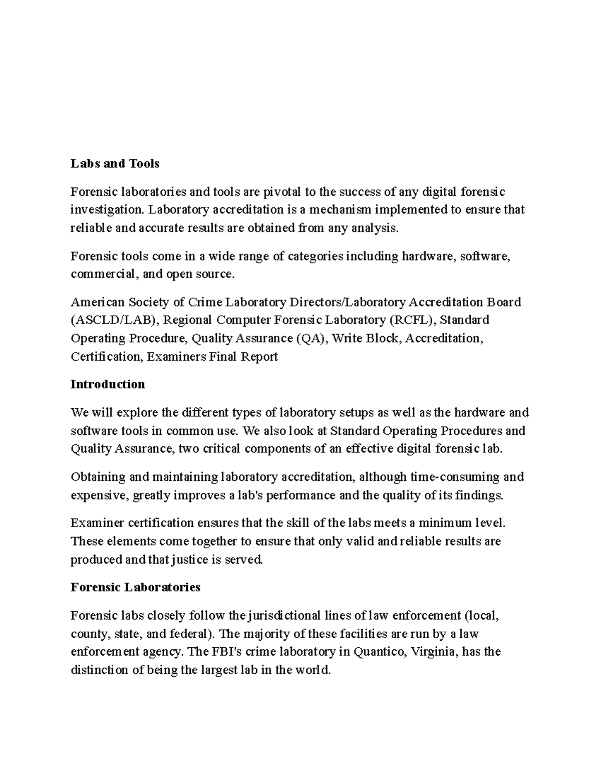 CFS 101: Lab Requirements for Computer Forensics Investigations - Studocu