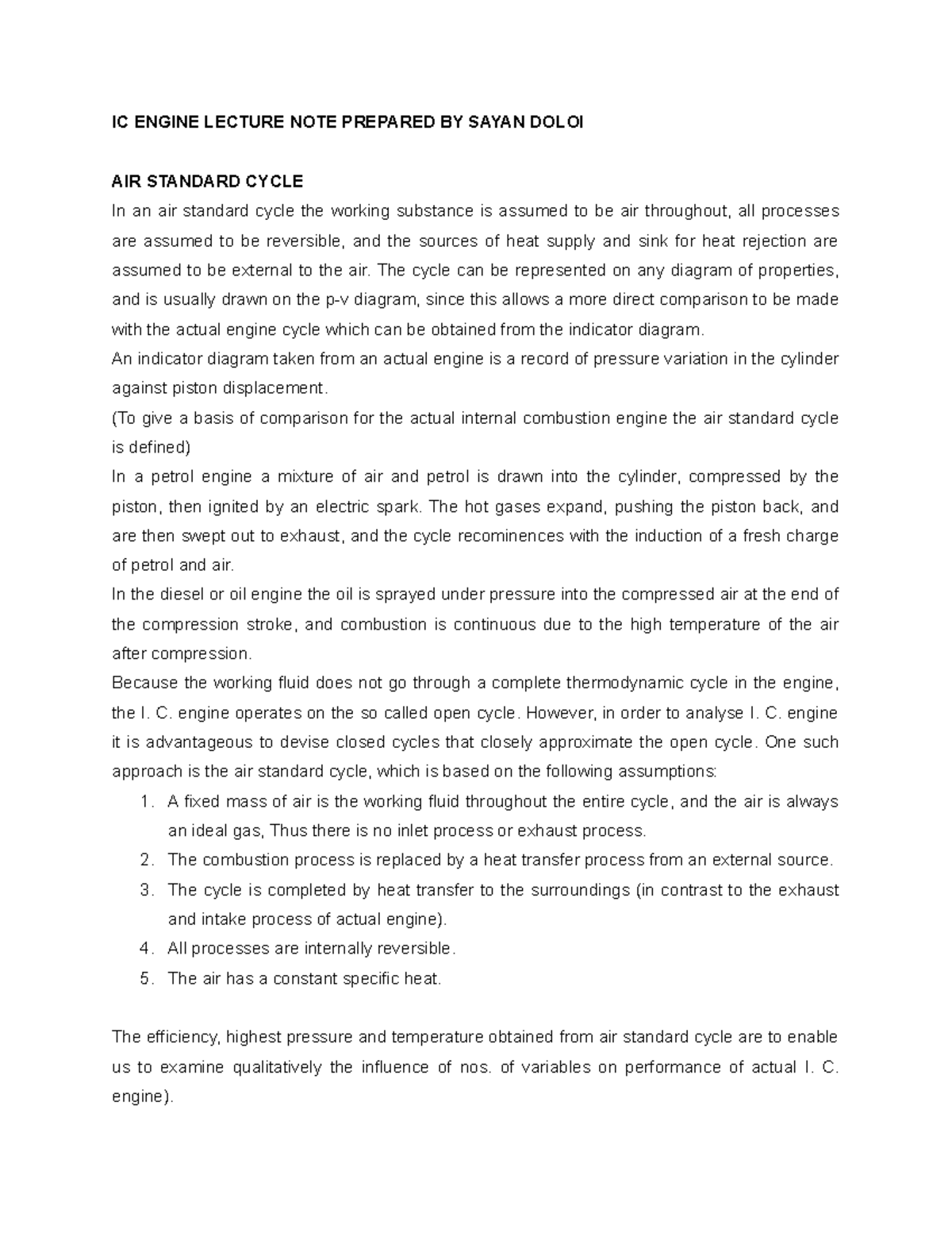IC Engine Lecture NOTE - Internal Combustion Engines And Gas Turbines ...
