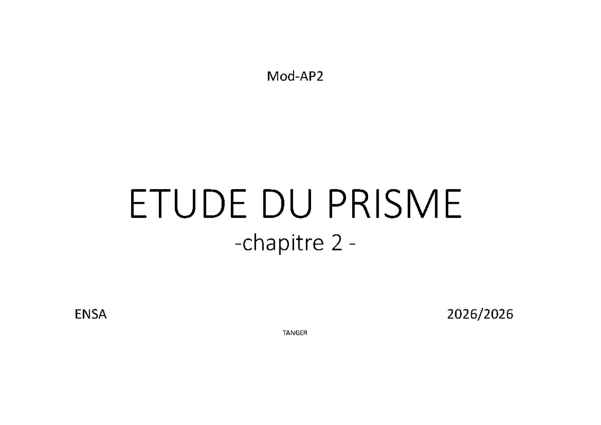 ETUDE DU PRISME 2 ENSA TANGER - Chapitre 2: Définition et Formules ...