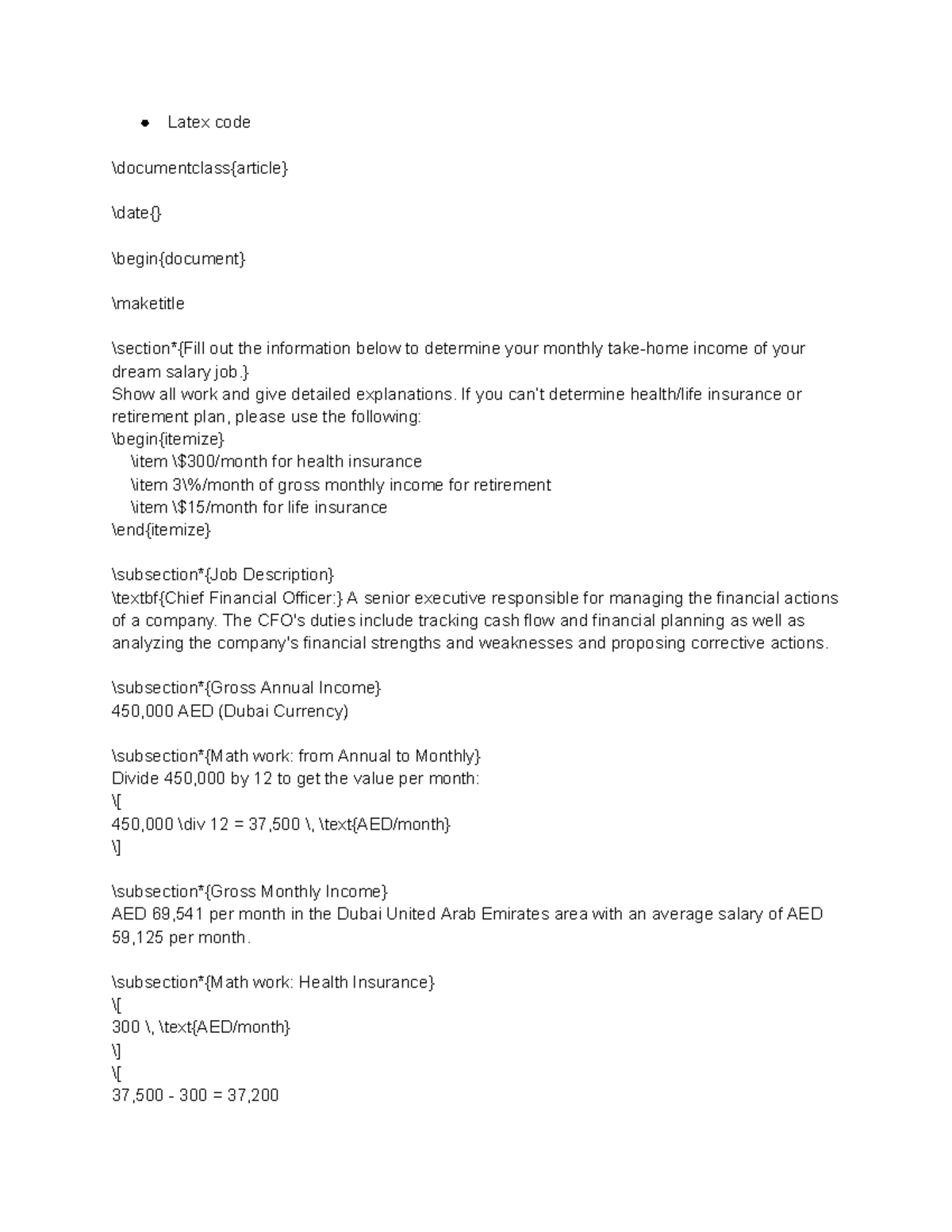 Latex code - Latex code \documentclass{article} \date{} \begin{document ...