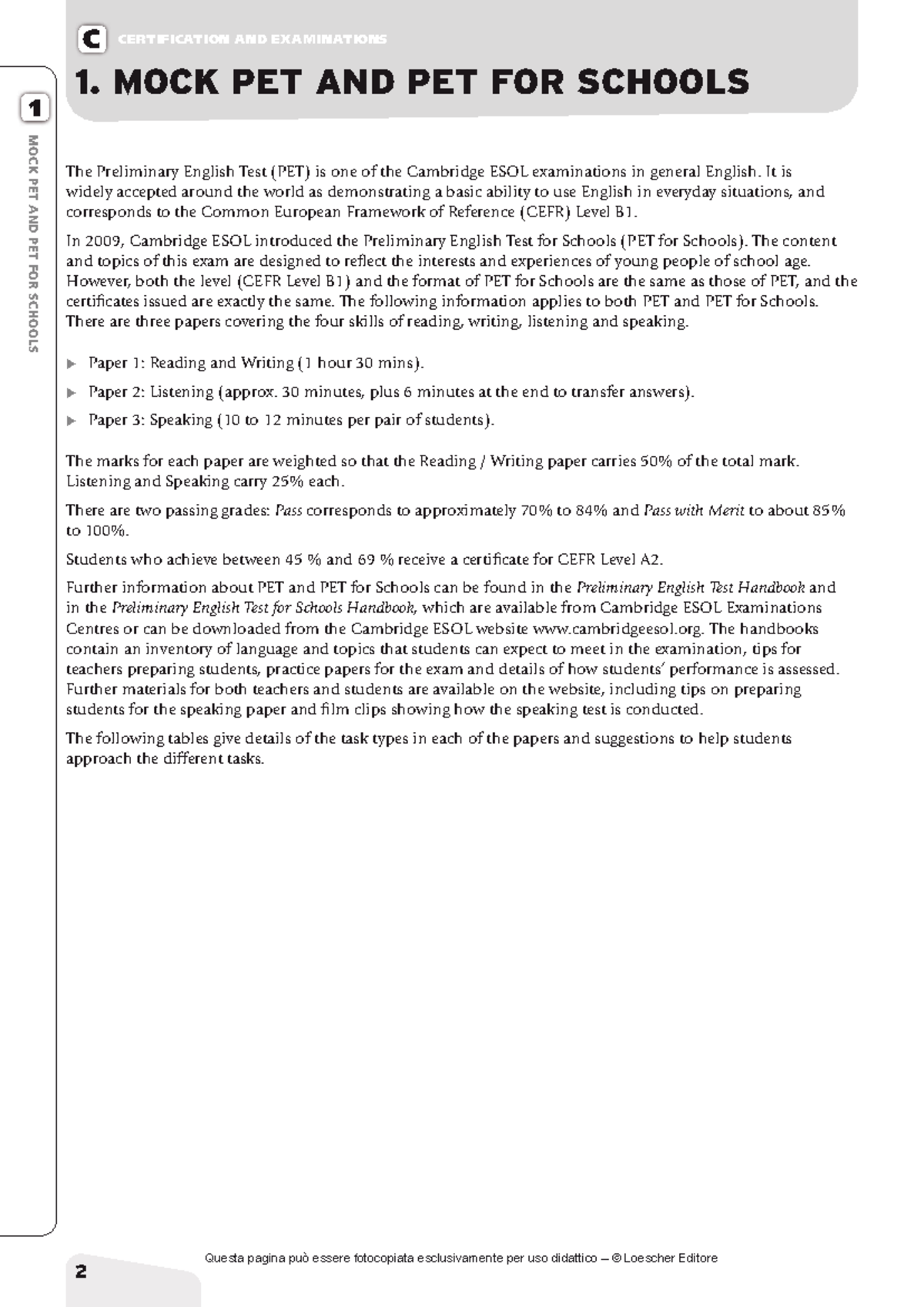 C1 Certification: Mock PET & PET for Schools Exam Guide - Studocu