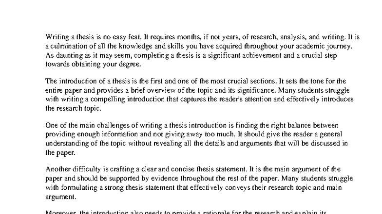 How to Write an Effective Thesis Introduction: Tips & Guidelines - Studocu