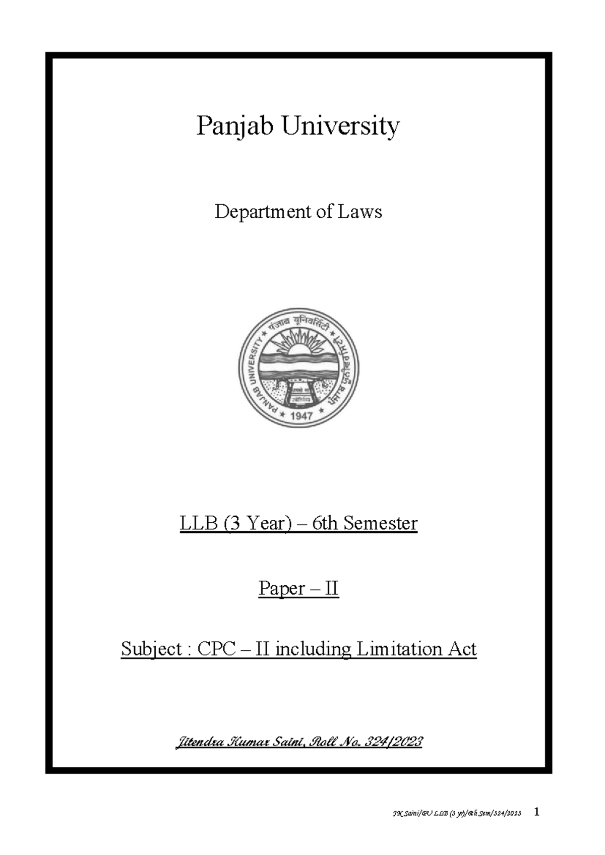 Notes on Paper II - CPC II & Limitation Act (JK LLB 6th Sem) - Studocu