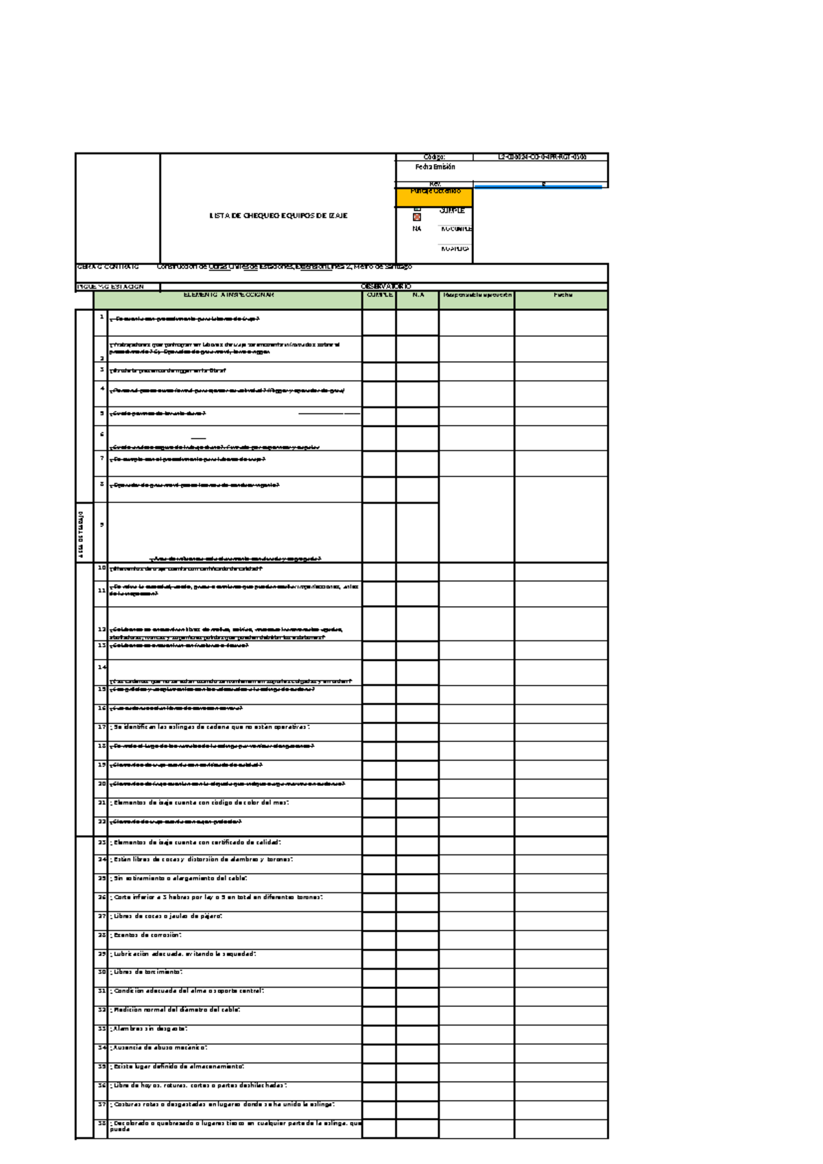 check list de equipos y maquinaria pesada - LISTA DE CHEQUEO EQUIPOS DE ...