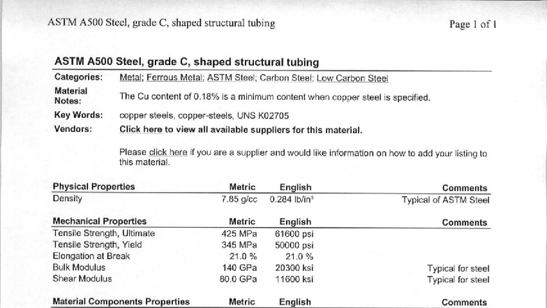 ASTM A500 Grade C - Steel Properties and Specifications - Studocu