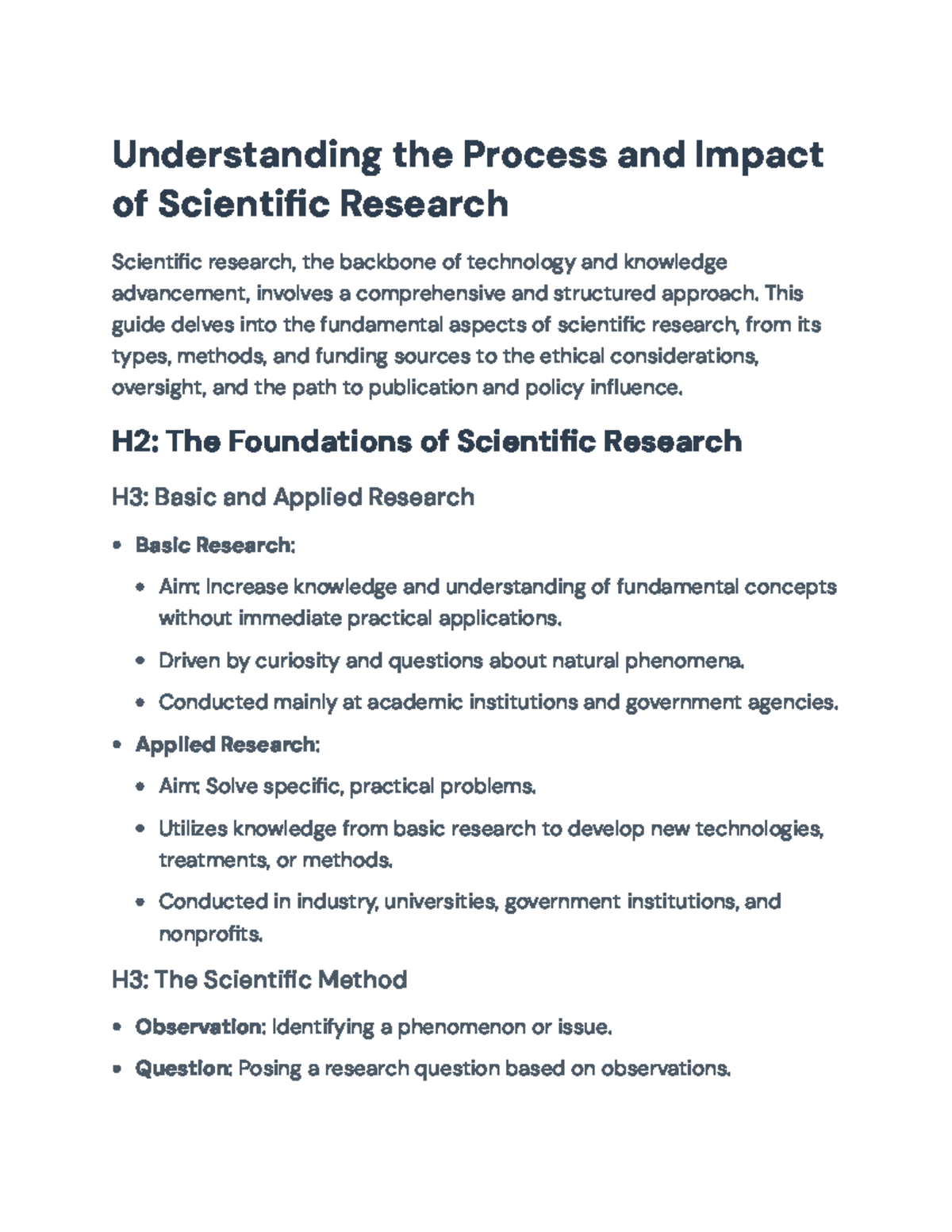 Understanding the Process and Impact of Scientific Research ...