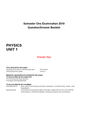 Physics- Unit 1 - Grade: 11 - Western Australian Certificate of ...