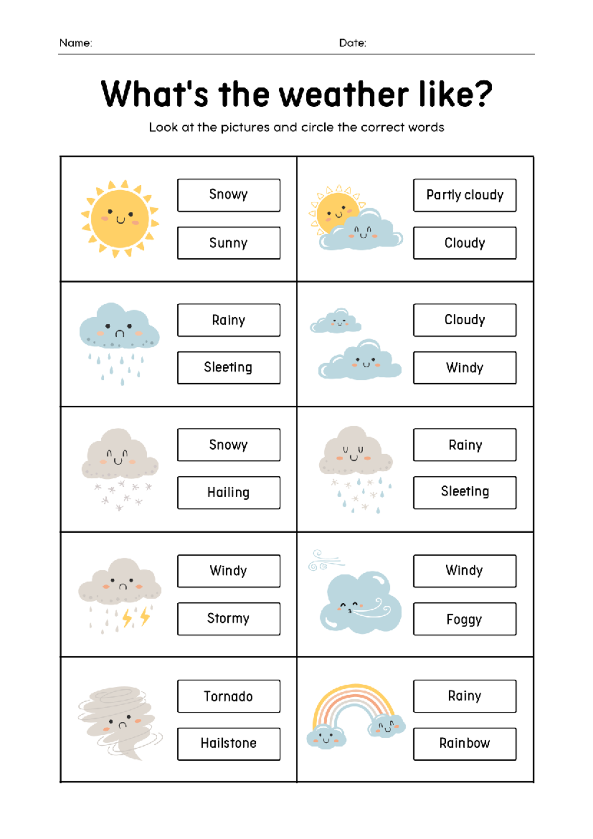 Weather Activities Worksheets: Fun & Engaging for Kids - Studocu