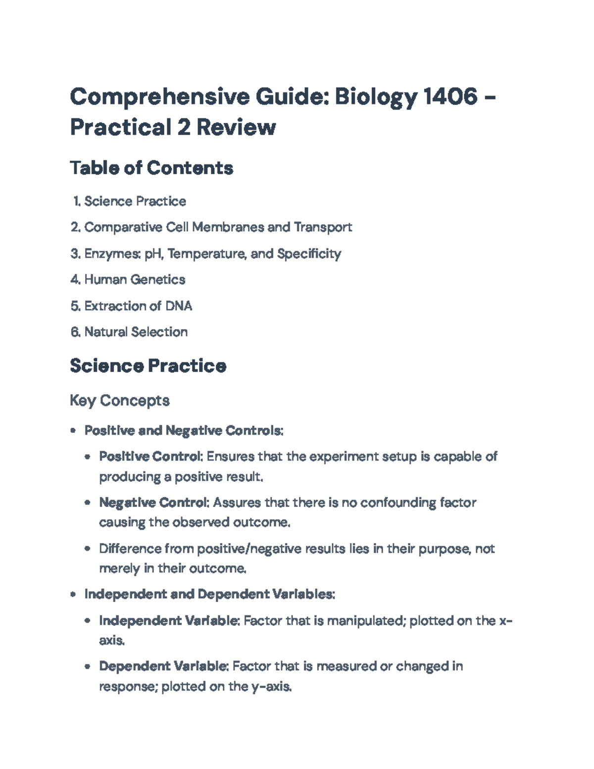 Comprehensive Biology 1406 Practical 2 Review Guide Comprehensive