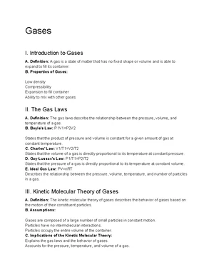 Gas Laws - Study Notes & Assignments - Studocu