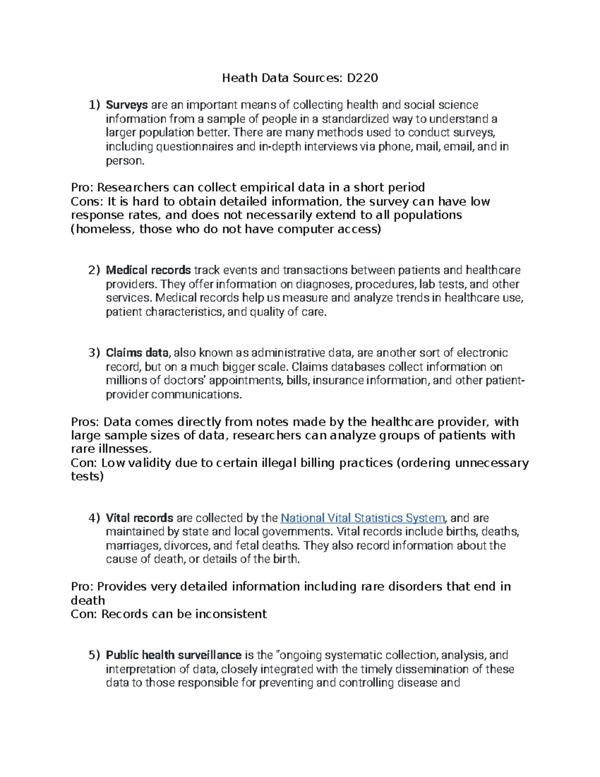 Heath Data Sources-D220 - Heath Data Sources: D Surveys are an ...