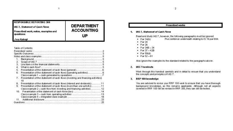 IAS 300 Final Exam: IAS 7 Statement of Cash Flows Notes & Examples ...