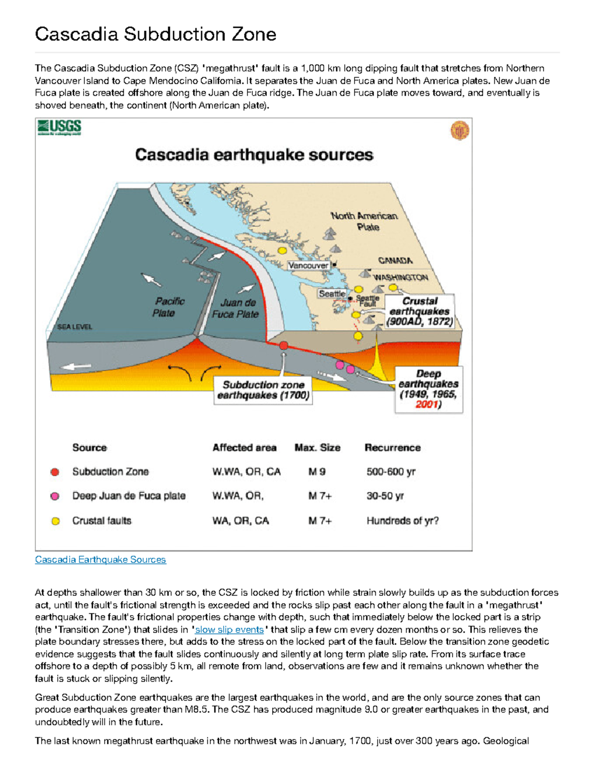 Cascadia Subduction Zone: Earthquake Dynamics and Historical Insights - Studocu