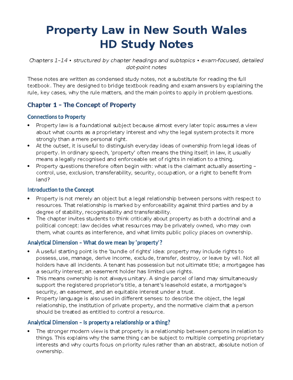 Property Law in NSW HD Study Notes: Comprehensive Exam Preparation ...