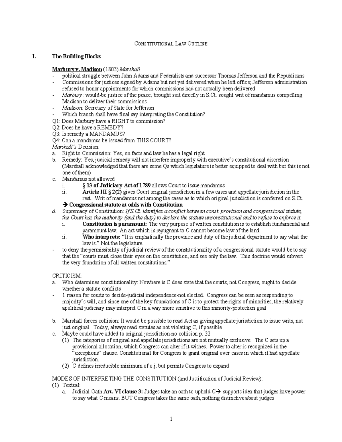 Constitutional Law Outline: Key Cases and Principles (Course Code: LAW 101) - Studocu