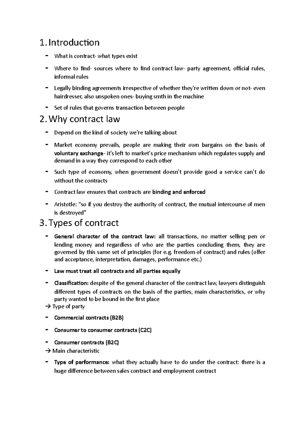 W1 - Intro to Contract Law: Types & Sources Explained - Studeersnel