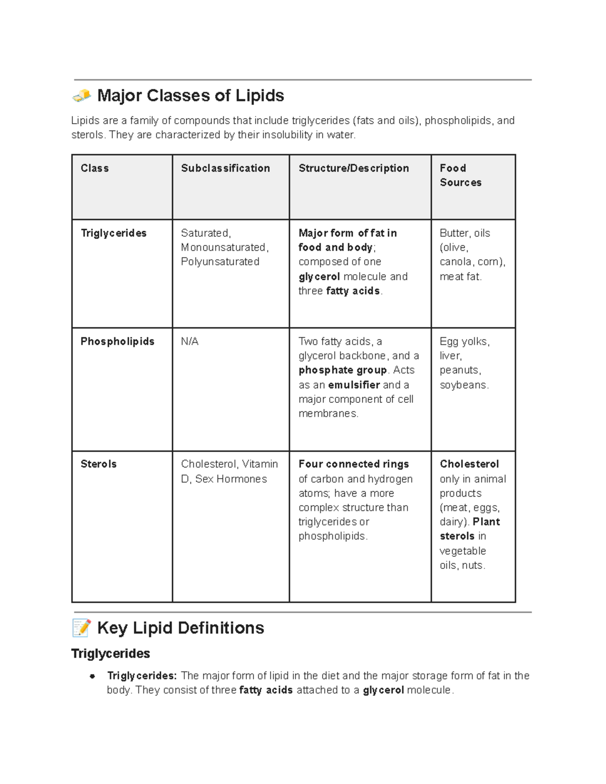 Lecture on Major Classes of Lipids - Studocu