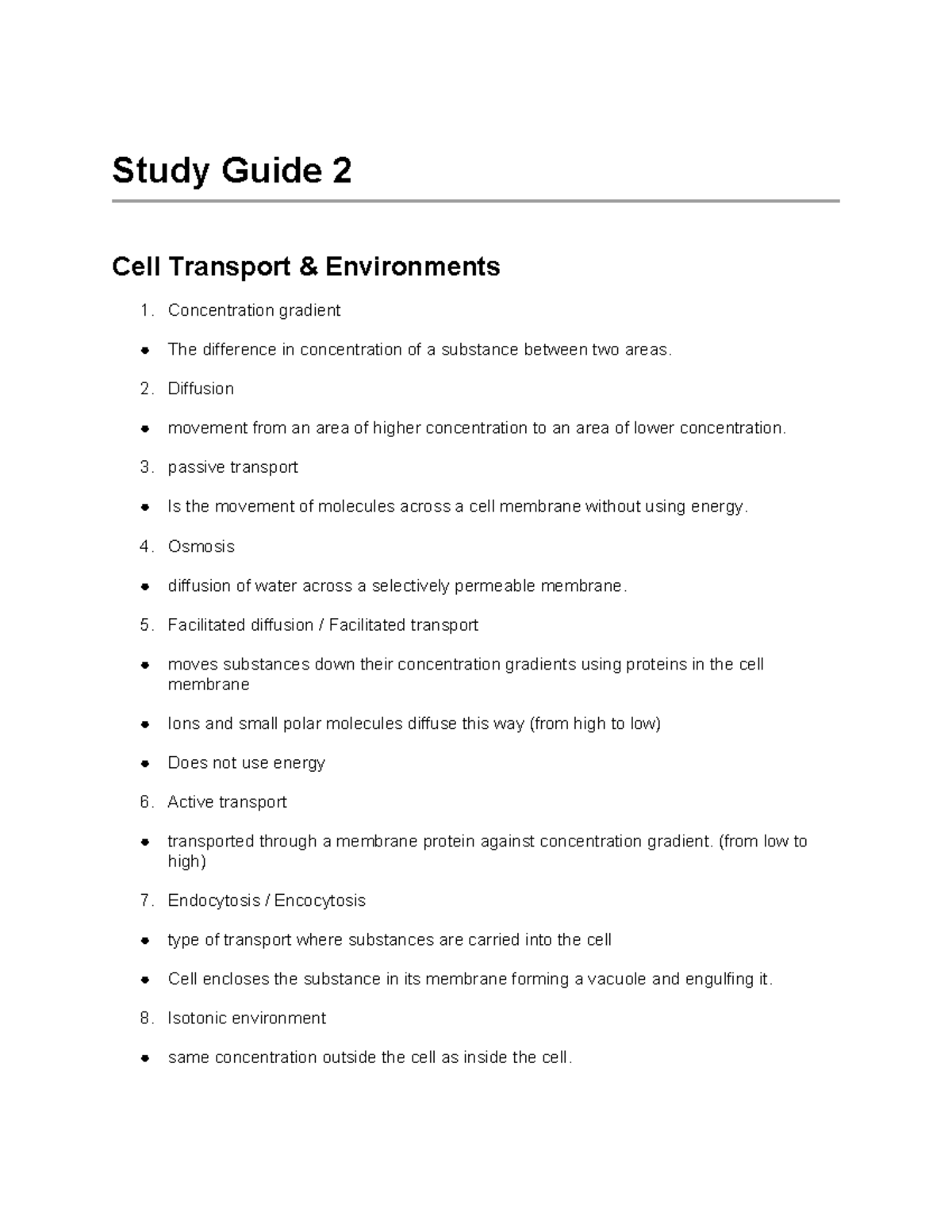 Biology Study Guide: Cellular Processes, Genetics, & Metabolism (BIO ...