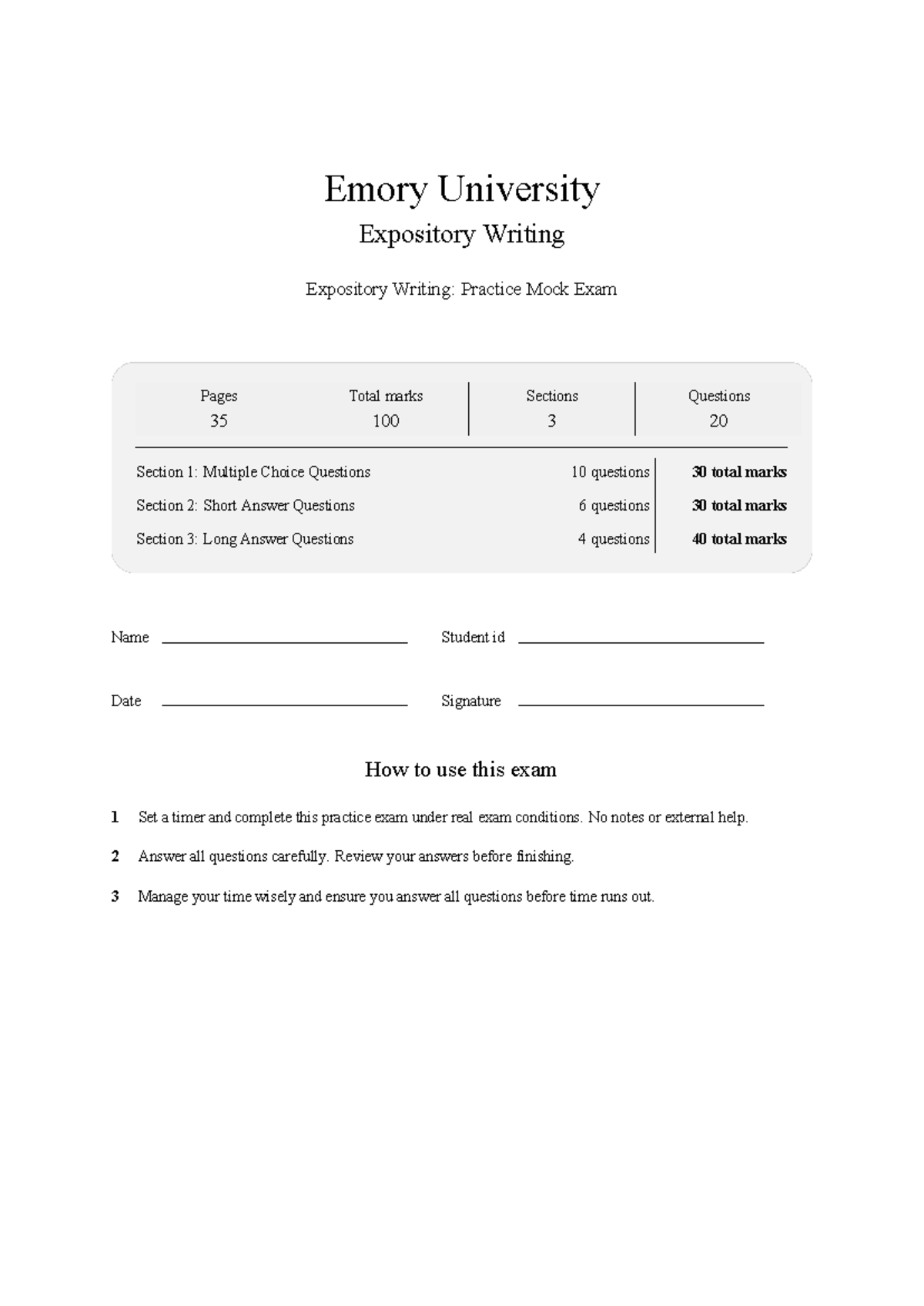 ENG 101 Expository Writing: Practice Mock Exam 2026 - Studocu
