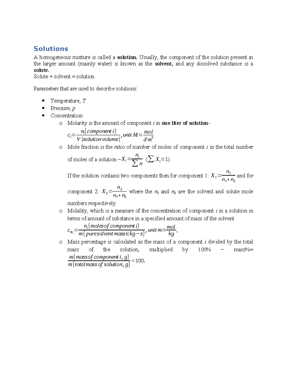 Solutions Concentrations: Understanding Molarity, Molality, and More ...