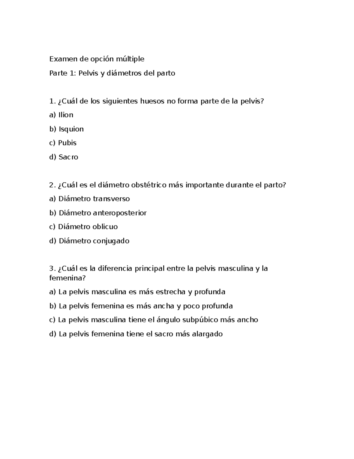Examen de opción múltiple morfologia - Examen de opción múltiple Parte ...
