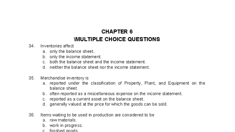 CHAPTER 6 - TESTBANK QUESTIONS AND ANSWERS - Studocu