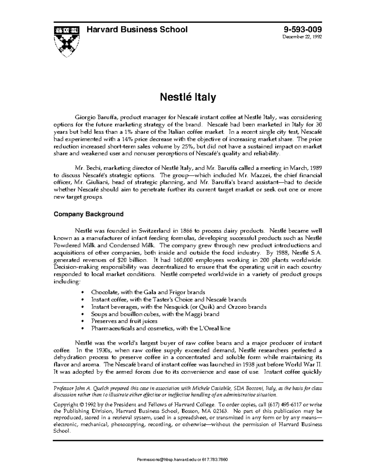 Nestlé Italy Case Study: Nescafé Marketing Strategy Analysis - Studocu