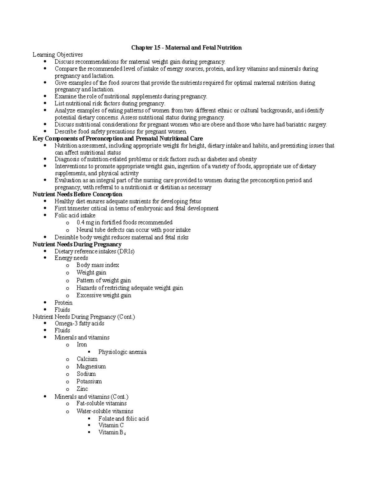 Chapter 15 - Maternal & Fetal Nutrition: Guidelines & Recommendations ...