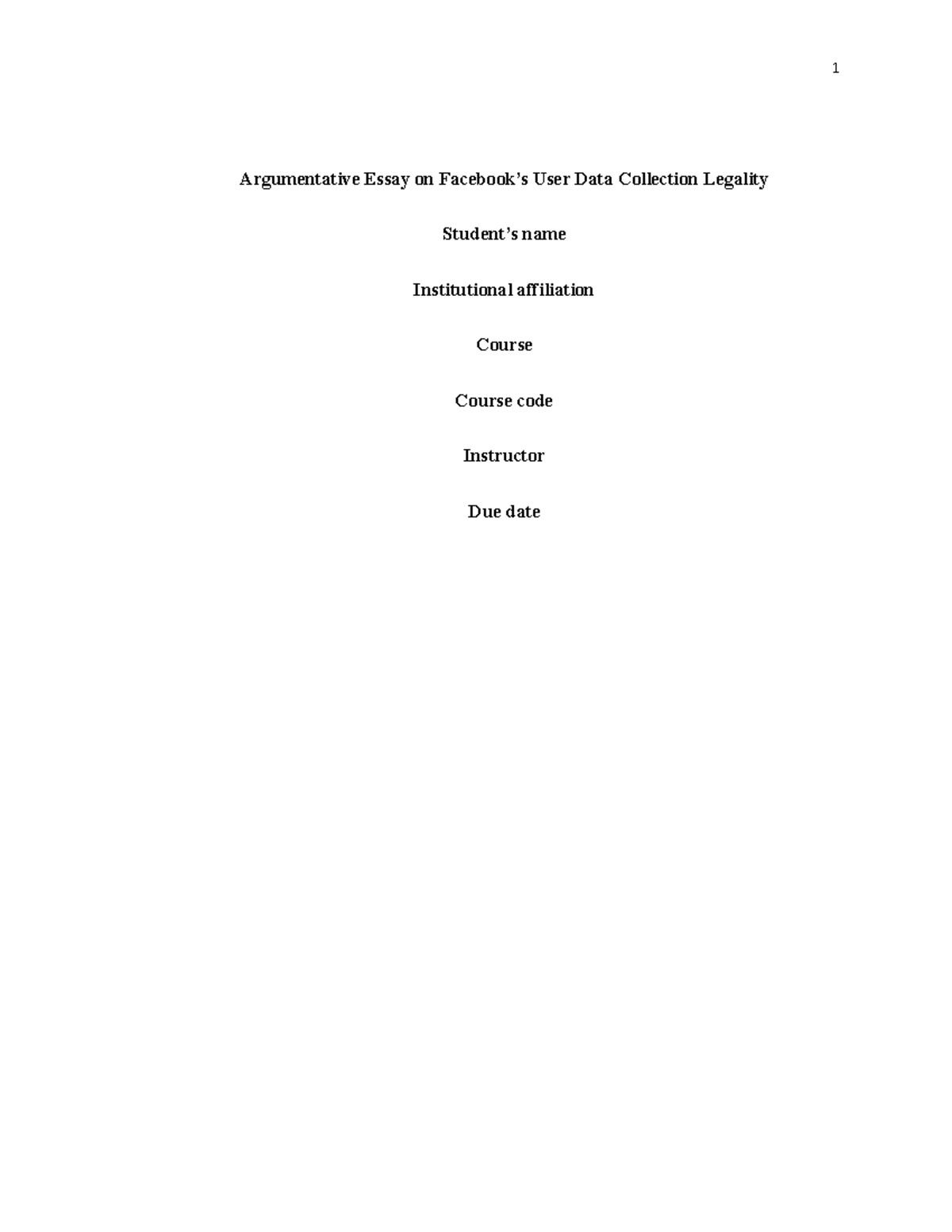 Argumentative Essay on Facebook’s User Data Collection Legality ...