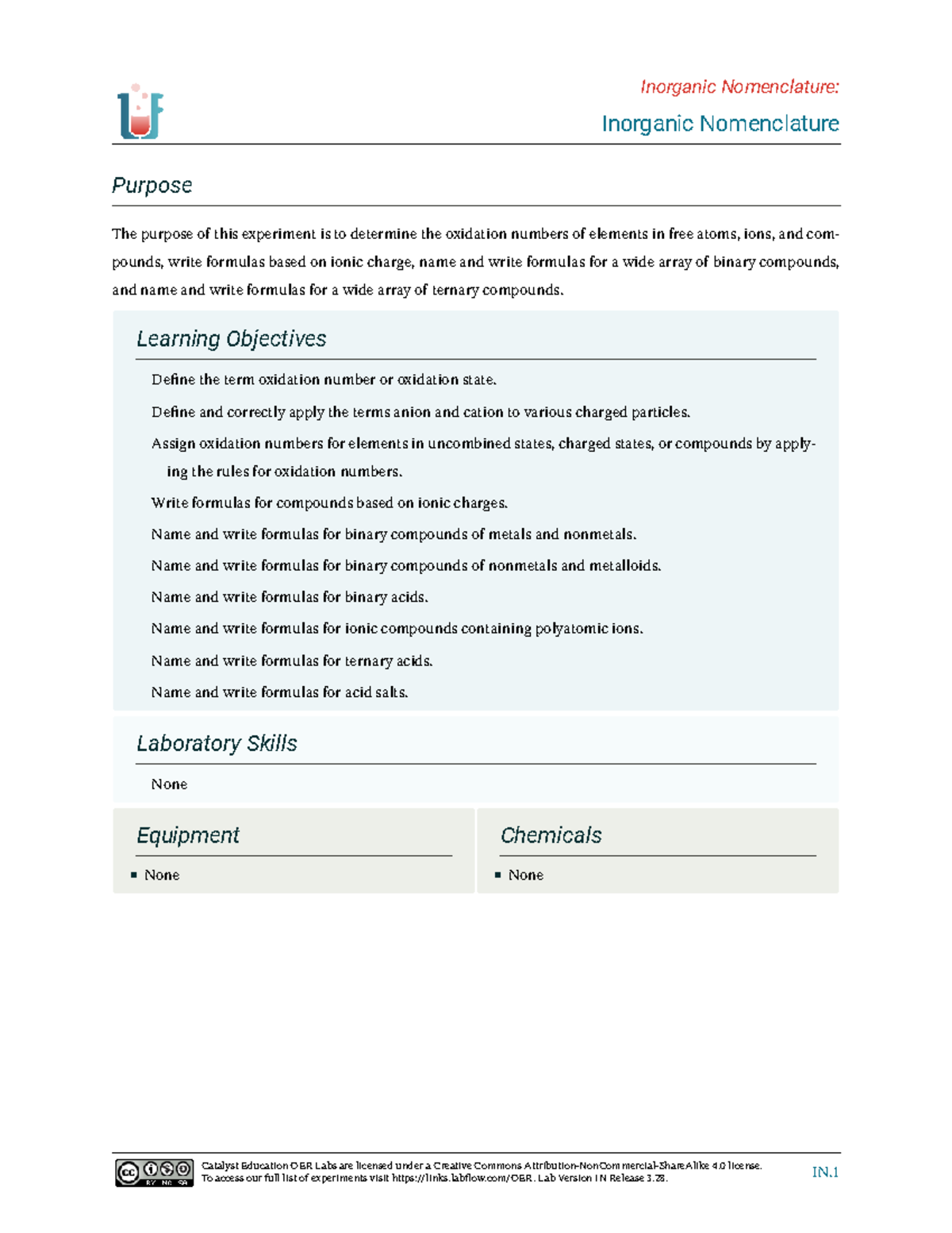 Inorganic Nomenclature: Oxidation Numbers & Compound Formulas IN.1 ...