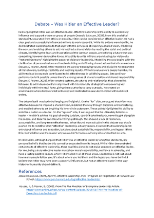 Debate Analysis: Hitler's Leadership Failures in Context (LEAD 101 ...