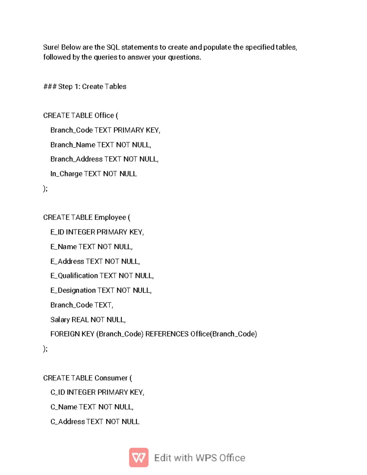 SQL Table Creation and Querying - Assignment - Studocu