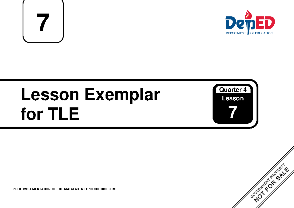 7 Lesson Exemplar for TLE Grade 7: MATATAG K to 10 Curriculum Q1 - Studocu