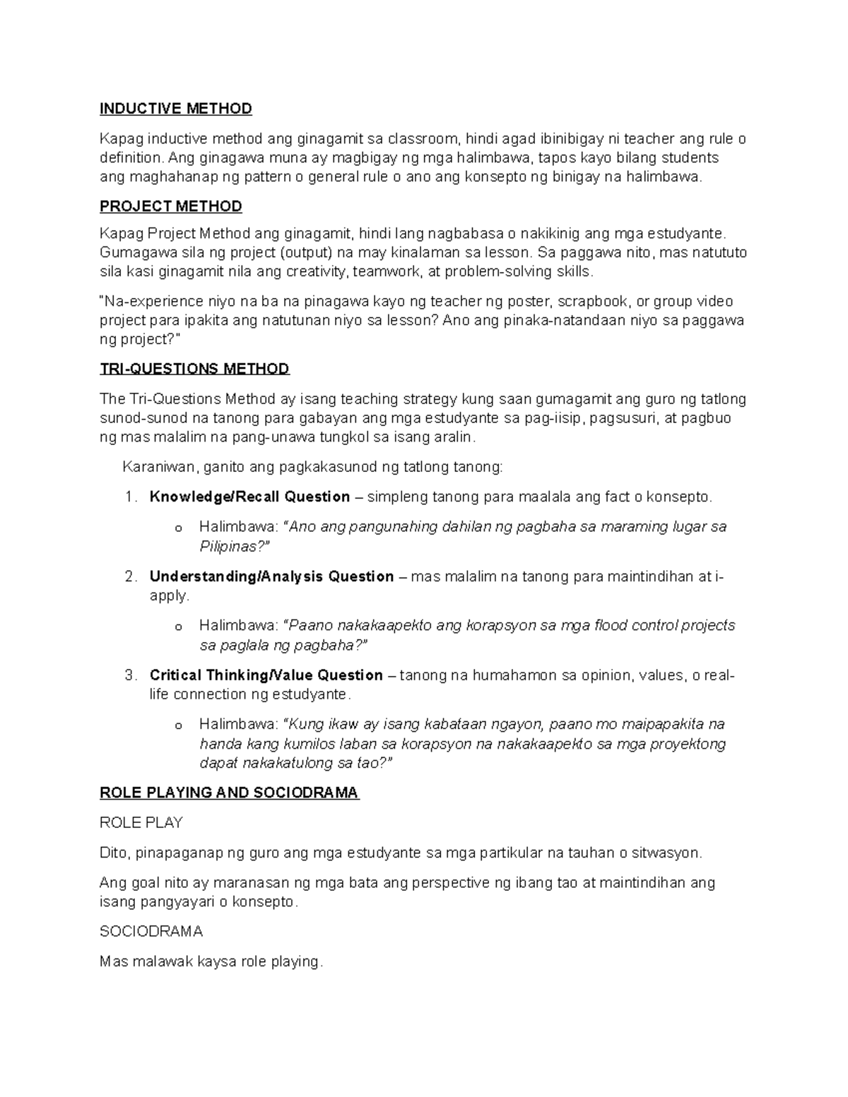 Teaching Methods Overview: Inductive, Project, Role Playing, and More ...