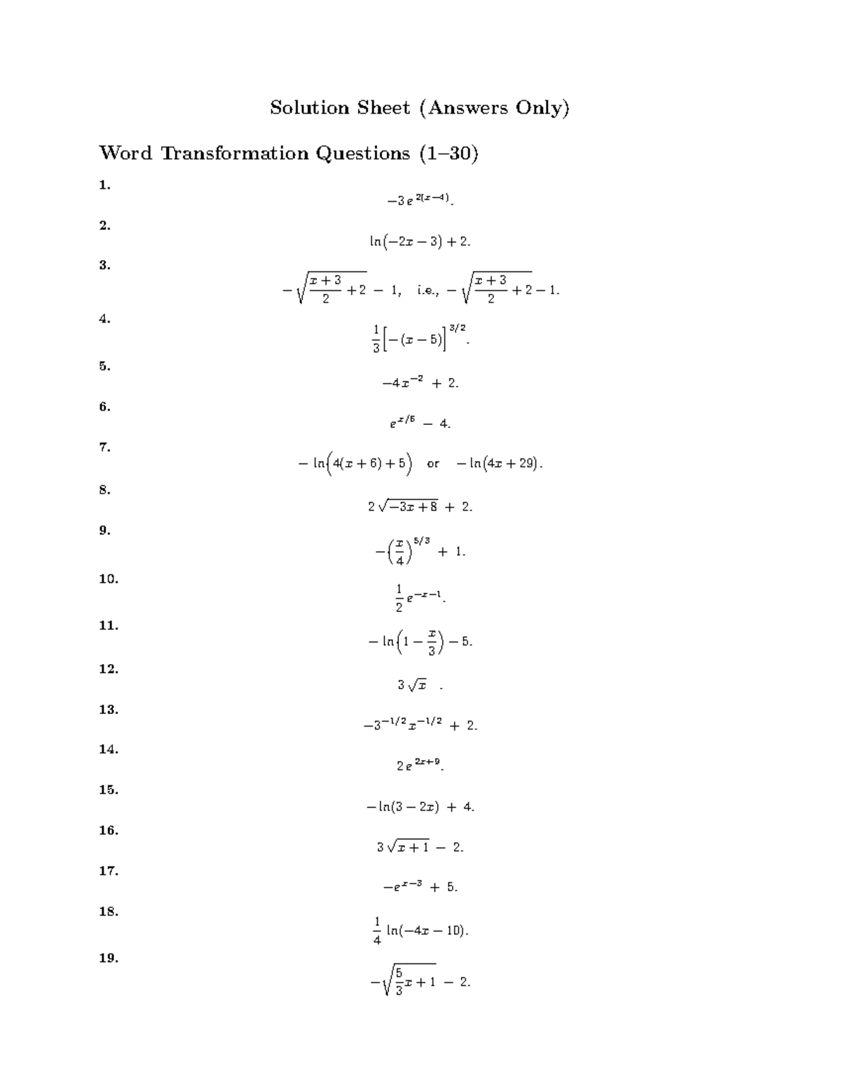Word Transformation Questions Solutions (Answers Only) - Studocu
