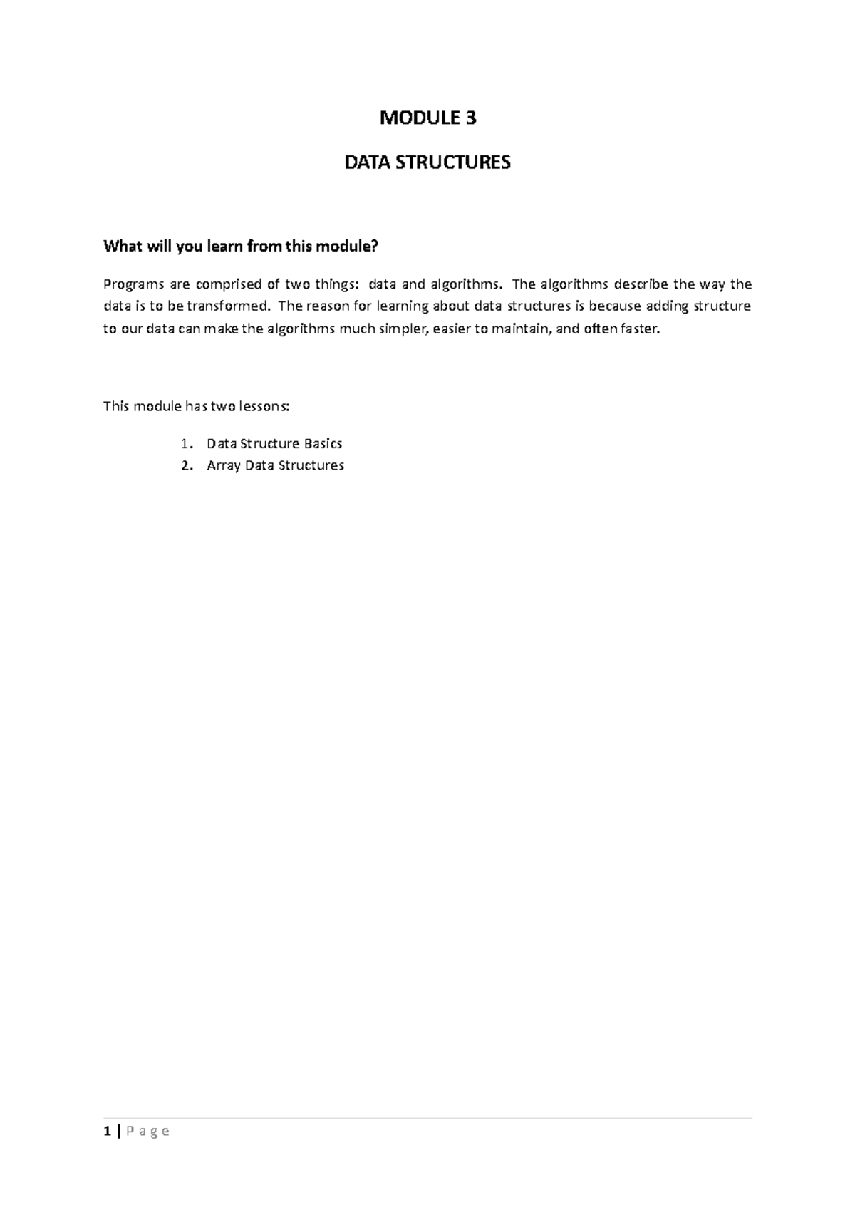 CC104 - Module 3 - N/A - MODULE 3 DATA STRUCTURES What will you learn ...