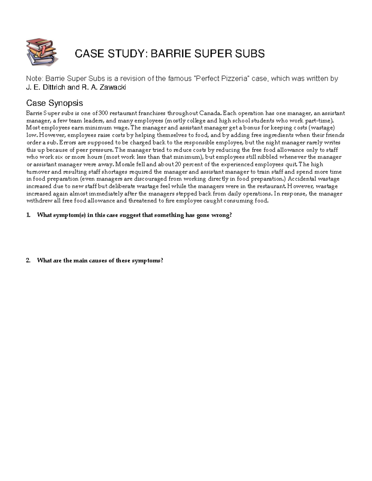 Barrie Super Subs Case Study - Chapter 5 Analysis & Insights - Studocu