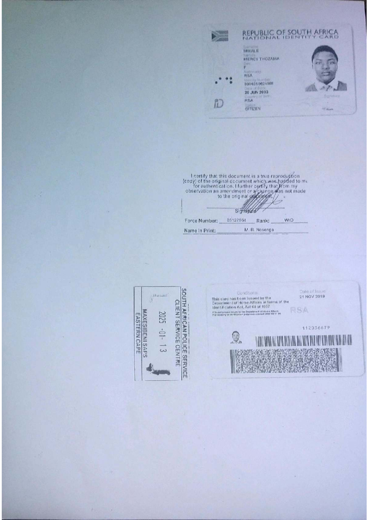 Mercy ID - I am writing a Research Proposal. - REPUBLIC OF SOUTH AFRICA ...